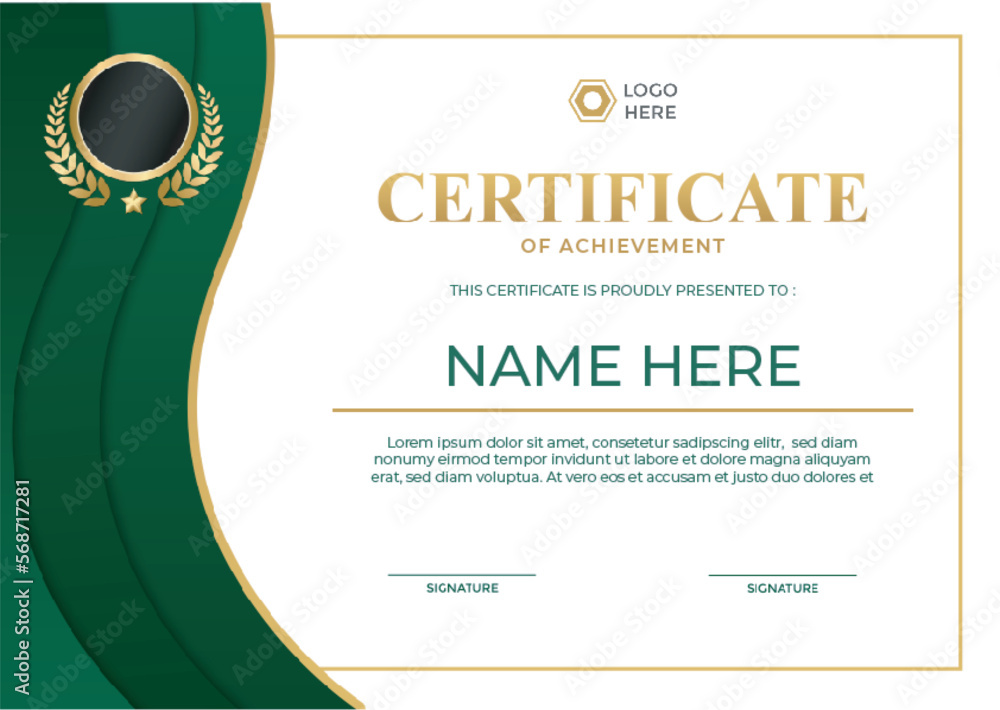 modern simple certificate design a4 luxury certificate green gold ...