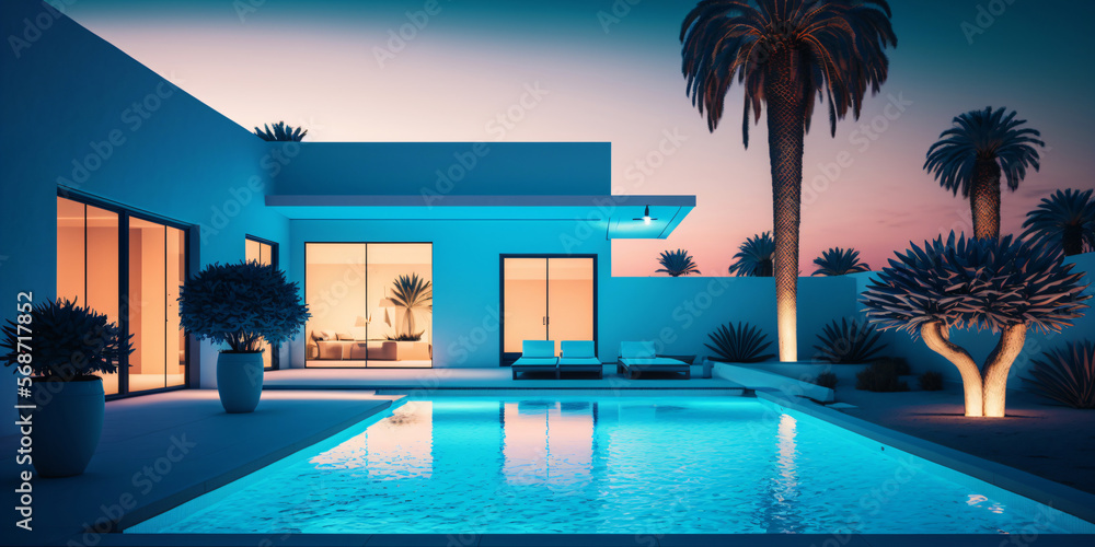 luxurious home, outdoor living concept with private oasis, modern ...