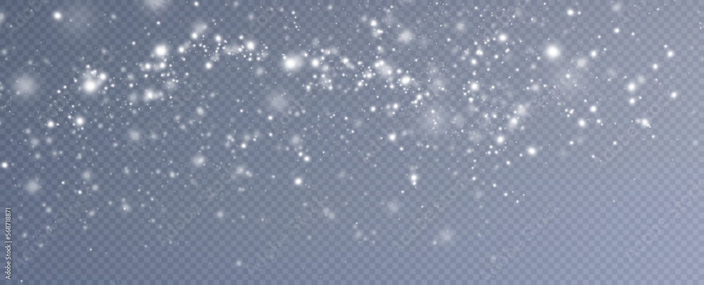 Realistic falling snow.Christmas background.Isolated on transparent ...