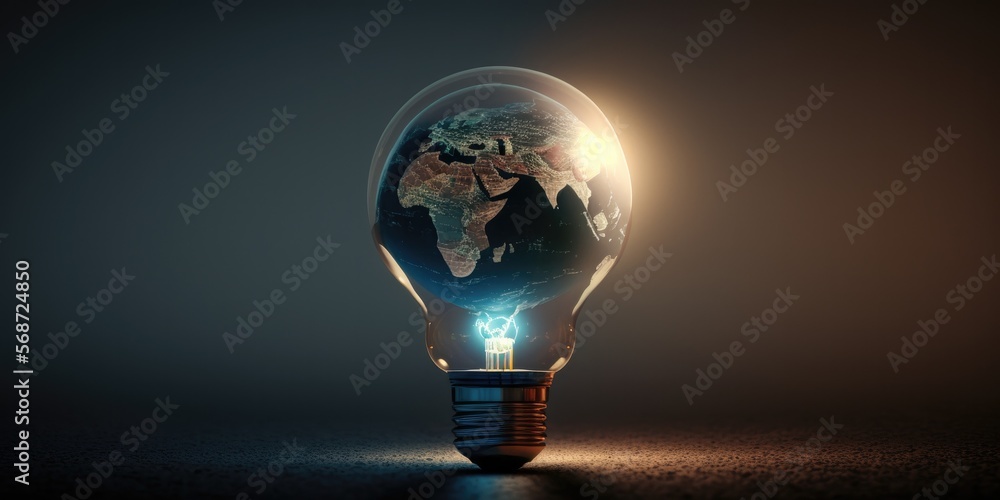 A globe within a lightbulb that symbolize globalism and a global ...