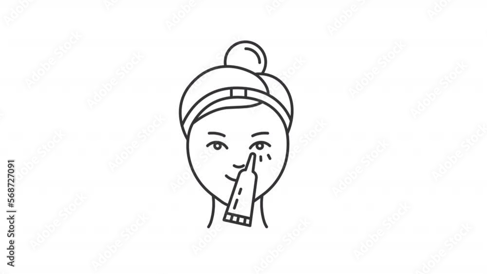 Animated eye cream linear icon. Under-eye repair product. Beauty ...
