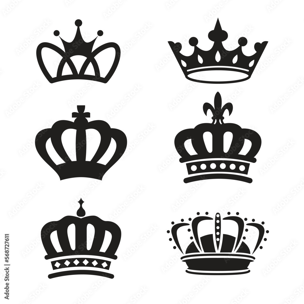 Photo king crown silhouette symbol set, Alissa | Posters, tableaux et ...