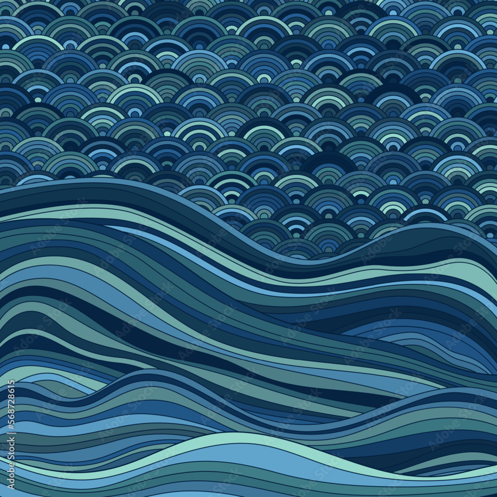 Seigaiha Japanese wave motif contemporary vector pattern. Stock Vector ...