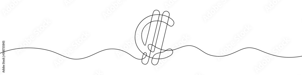 Continuous line drawing of Costa Rica Colon currency symbol. Line art ...