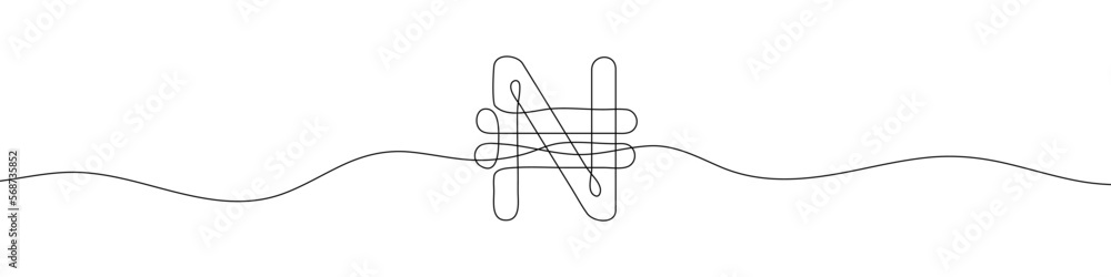 Continuous line drawing of Naira currency symbol. Line art of the ...