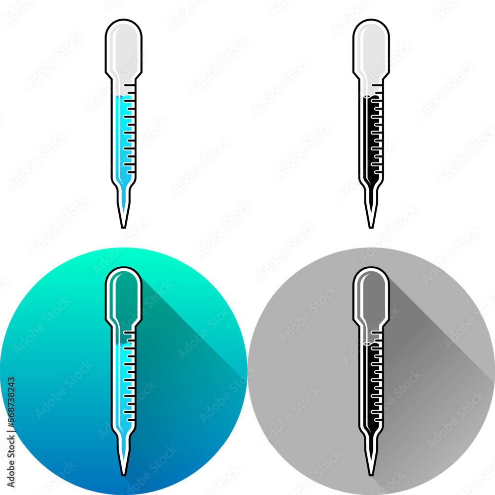 Plastic Pipette Dropper Laboratory Equipment Icon, Set of Flat Diagonal ...