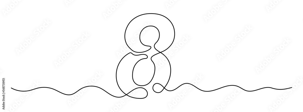 Number 8 in continuous line drawing style. Line art of number eight ...
