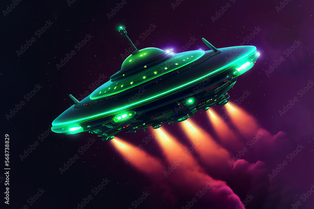 UFO flying saucer spaceship from outer space which is an extra ...