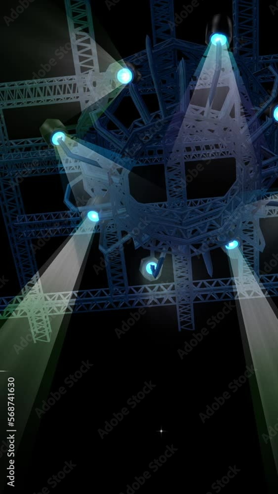 3D Render 4k vertical video animation - Concert Stage Spotlights and ...