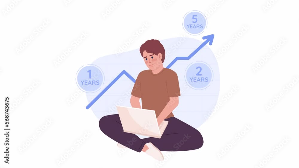 Animated long term investment. Creating trading plan. Stock market. 4K ...