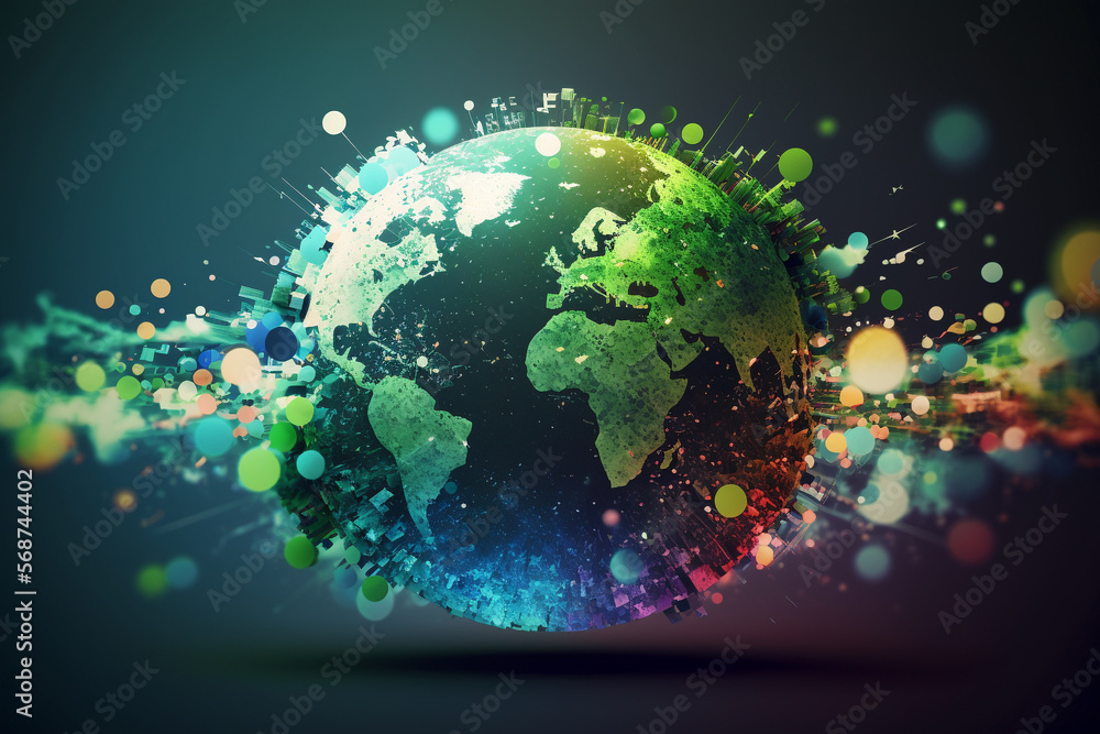 concept of saving the earth and energy Planet Earth with leaf texture ...