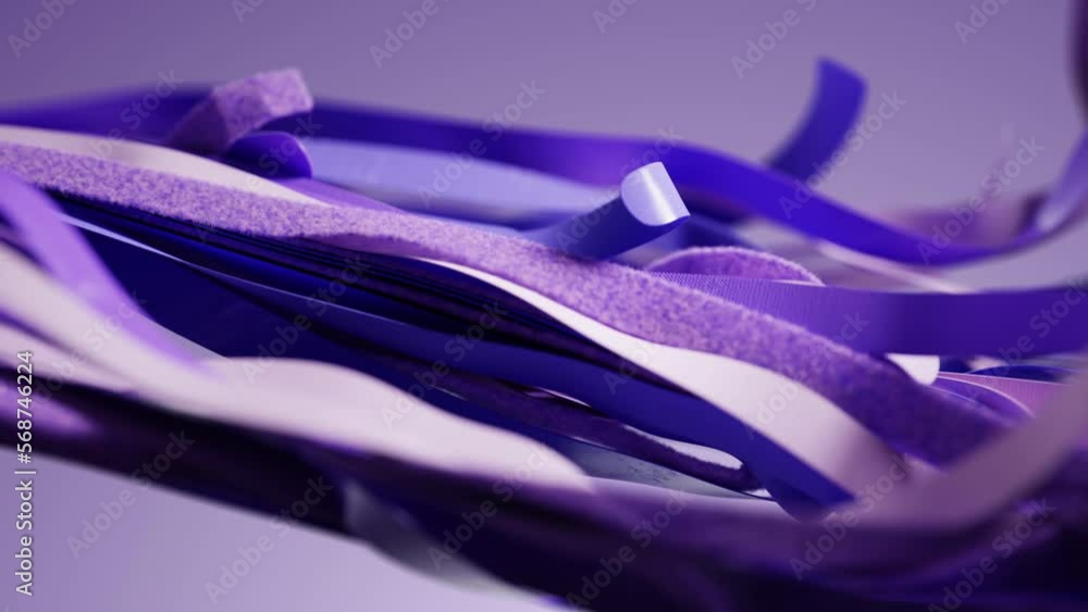 Vídeo do Stock: Abstract blue purple violet silk ribbons waving ...