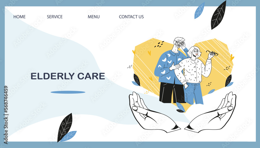 Elderly care website banner design. Medical care for the elderly ...