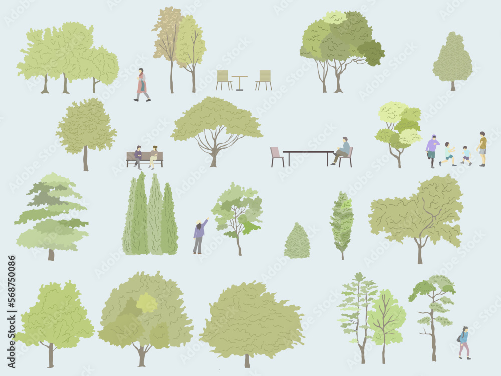 Collection of rough hand drawn illustrations of trees perfect for ...
