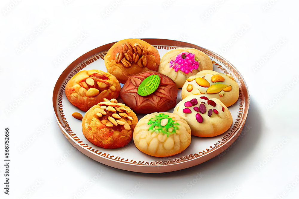 Assorted semolina maamoul or mamoul cookies with dates. Generative Ai ...
