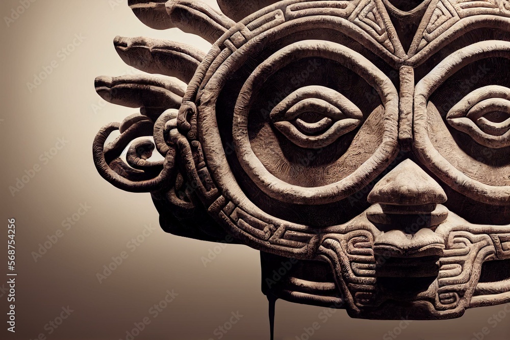 Traditional ancient Mayan Mask. Digital illustration. Generative AI ...