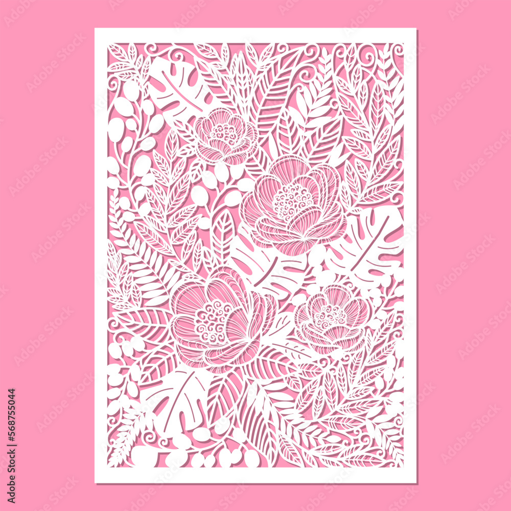 Template for laser cutting with a floral, lace pattern. For cutting any ...