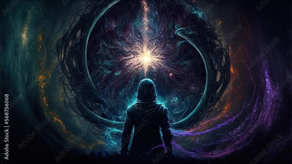 Man Standing in front of mysterious portal Surreal Fantasy Abstract ...