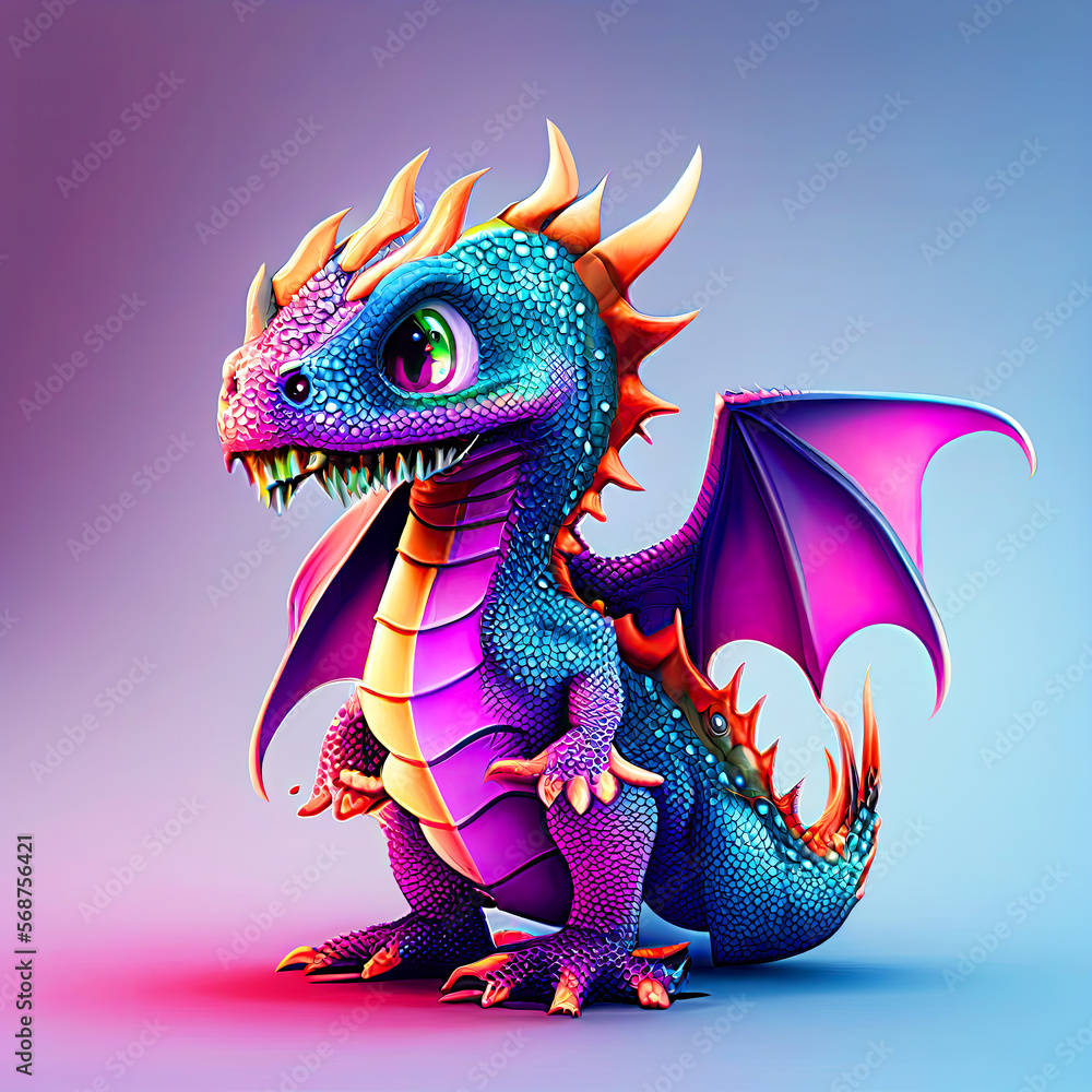 Adorable and cute dragon lizard Illustation, children-friendly cartoon ...