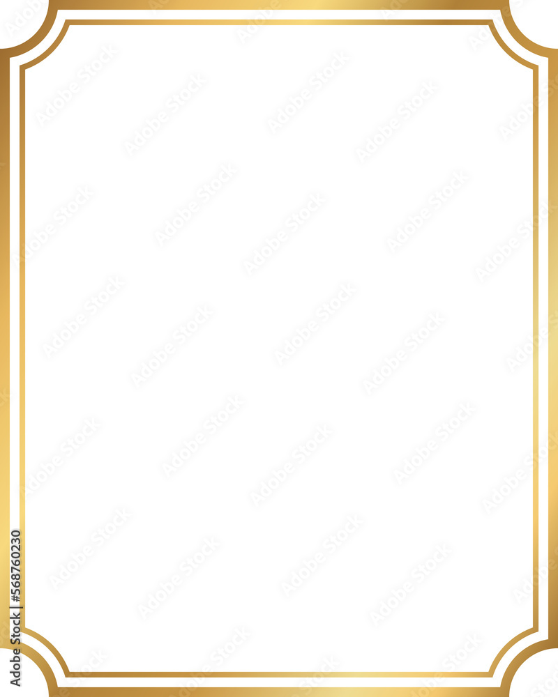 Double line rectangle golden frame with inverted rounded corner ...