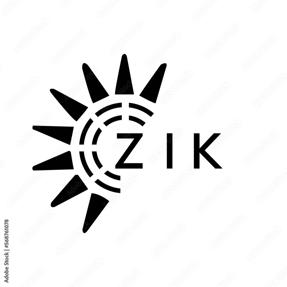 ZIK letter logo. ZIK image on white background and black letter. ZIK technology Monogram logo ...