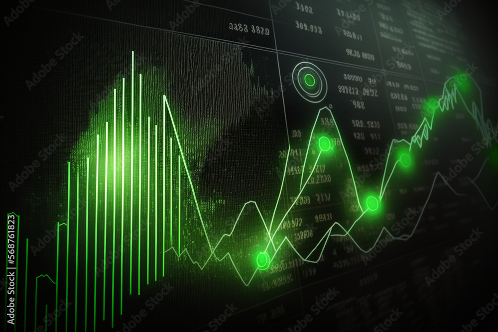 Stock market chart with green going up indicating Generative AI Stock ...
