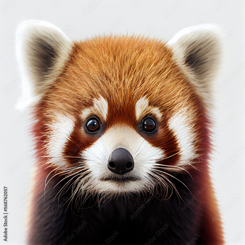 Adult red panda portrait isolated on a white background. Generative AI ...