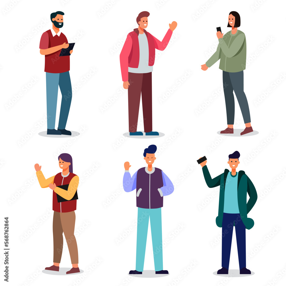 Set of daily life of work people in cartoon character collection Stock ...