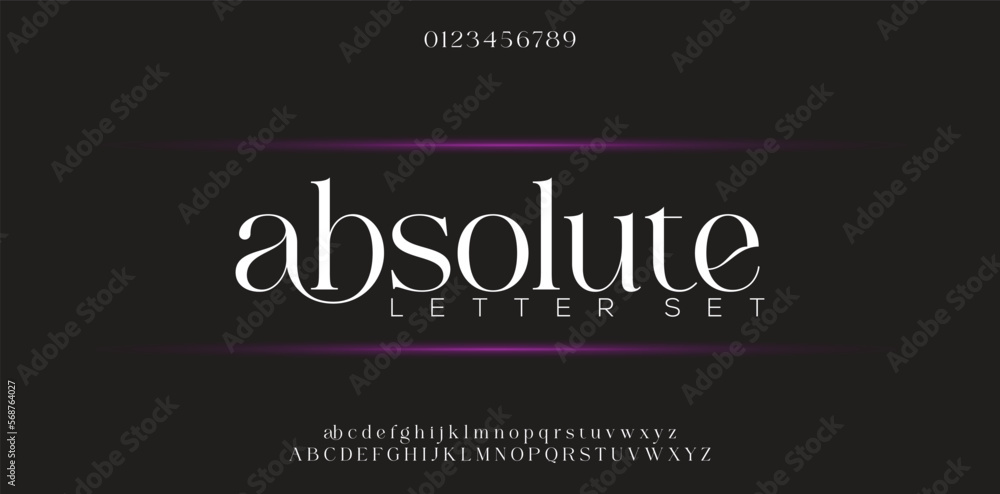ABSOLUTE Luxury letter fonts and alphabet set. Modern tech typeface ...
