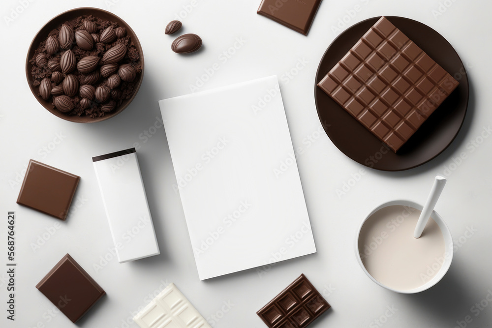 Illustration of a mockup scene with chocolate and branding elements. AI ...