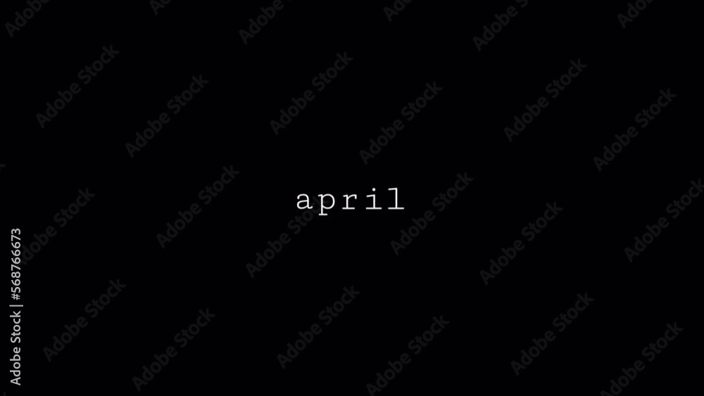 April animation text. Name of month with transparent background. Alpha ...