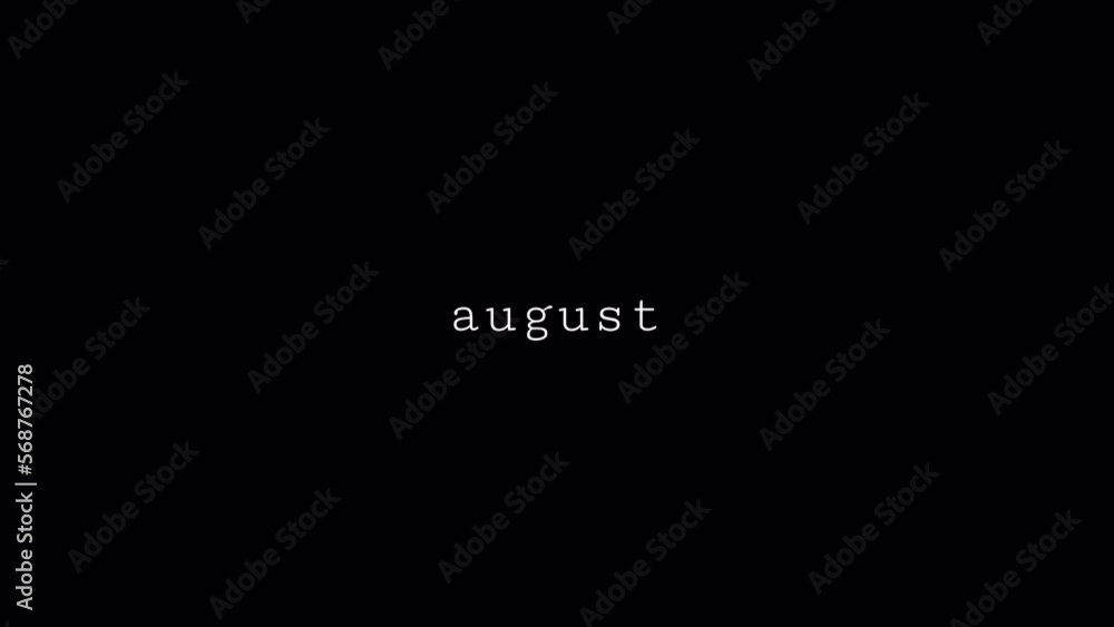 August animation text. Name of month with transparent background. Alpha ...