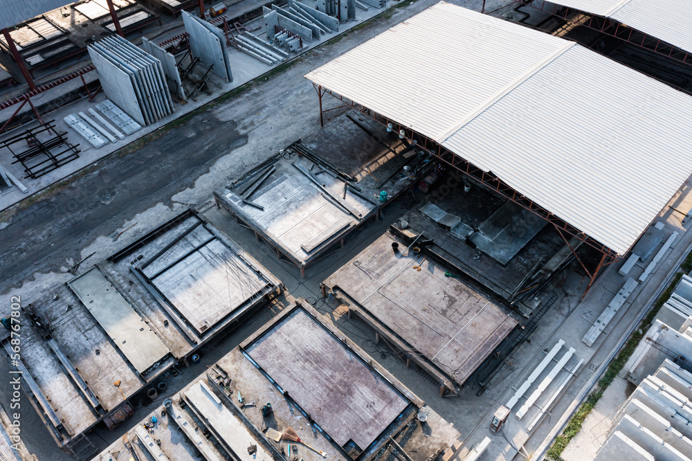 Aerial top view of Precast concrete wall panel for construction ...