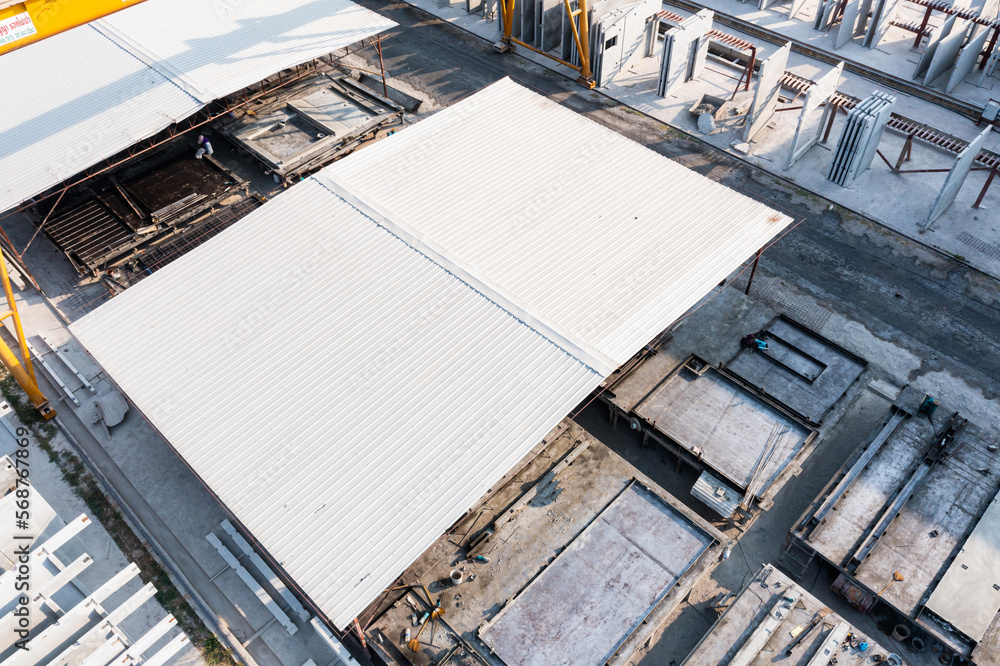 Aerial top view of Precast concrete wall panel for construction ...