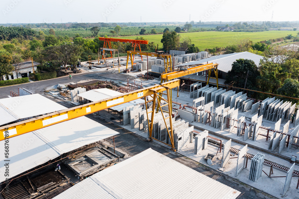 Aerial top view of Precast concrete wall panel for construction ...