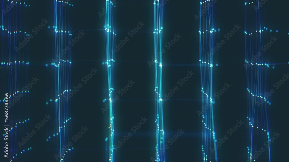 Abstract Hi-Tech Glowing Grid Network Background/ 4k animation of an abstract 3d rendered ...