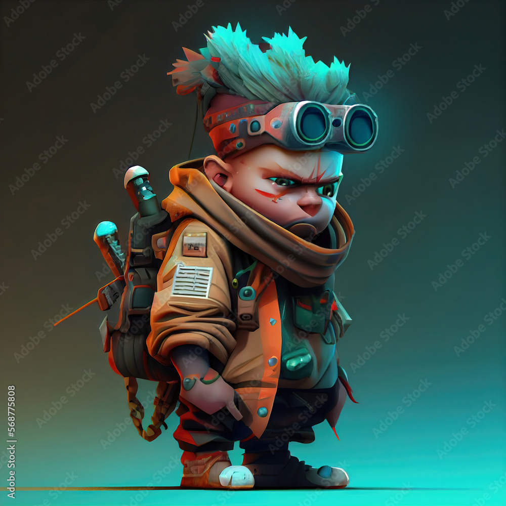 Cute little soldier 3D game character prototype concept made with ...