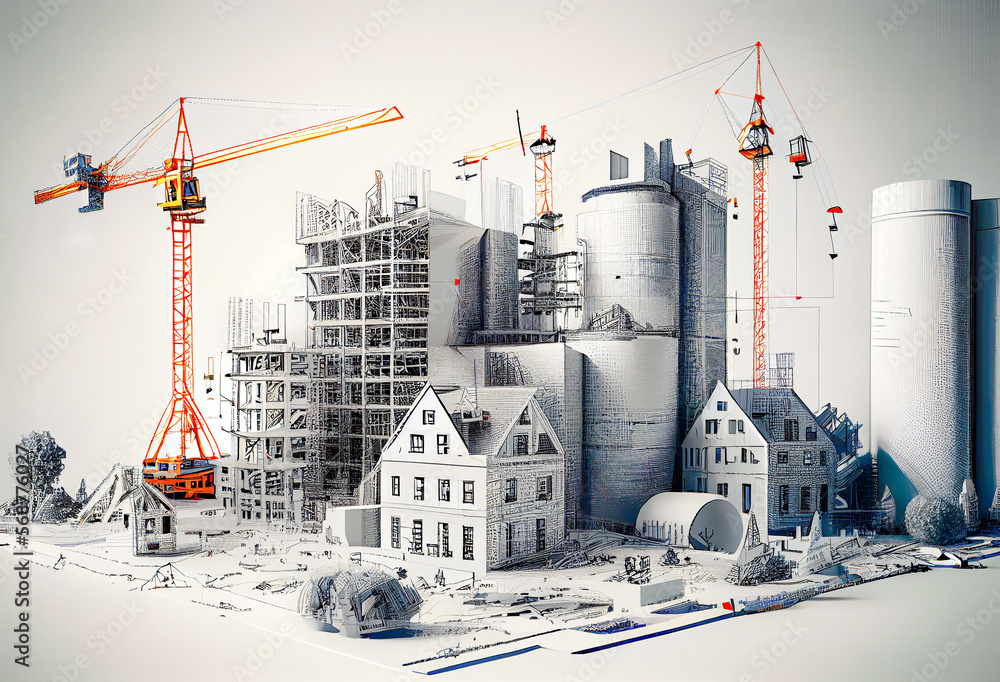 3D buildings emerging form architectural drawings made with Generative ...