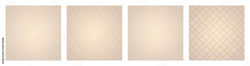 Set of light beige gradient background with Arabian patterns. Arabic ...