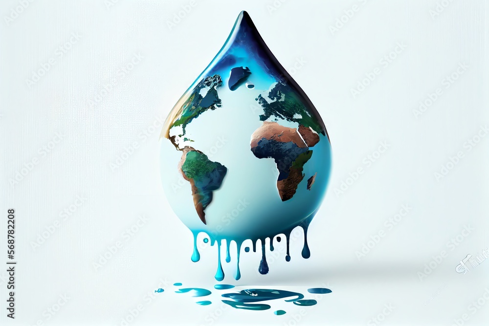Water scarcity concept on earth isolated on white background. Lack of ...