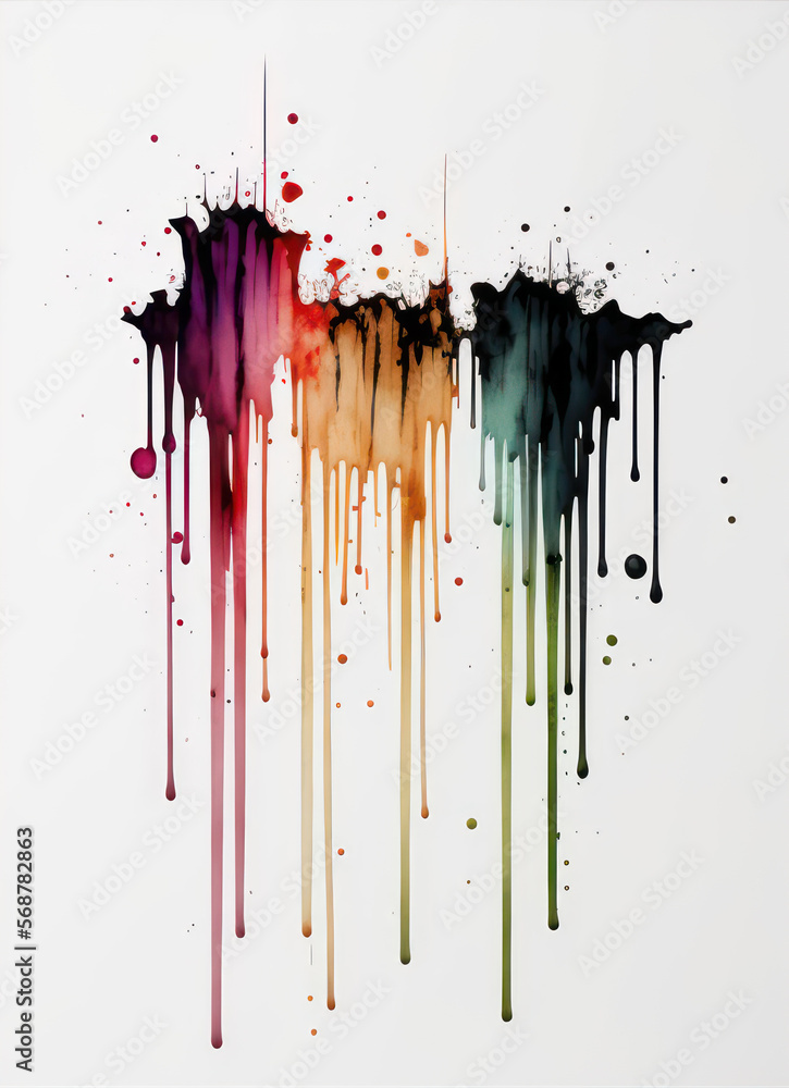 Generative AI illustration of abstract watercolour drips painting style ...
