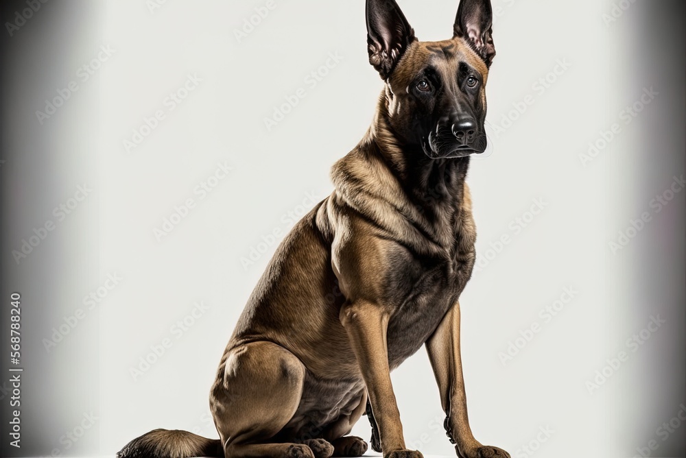 Picture of a Malinois on a White Background Generative AI Stock ...