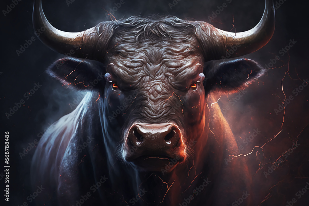 Charging bull. Generative AI. Stock Illustration | Adobe Stock