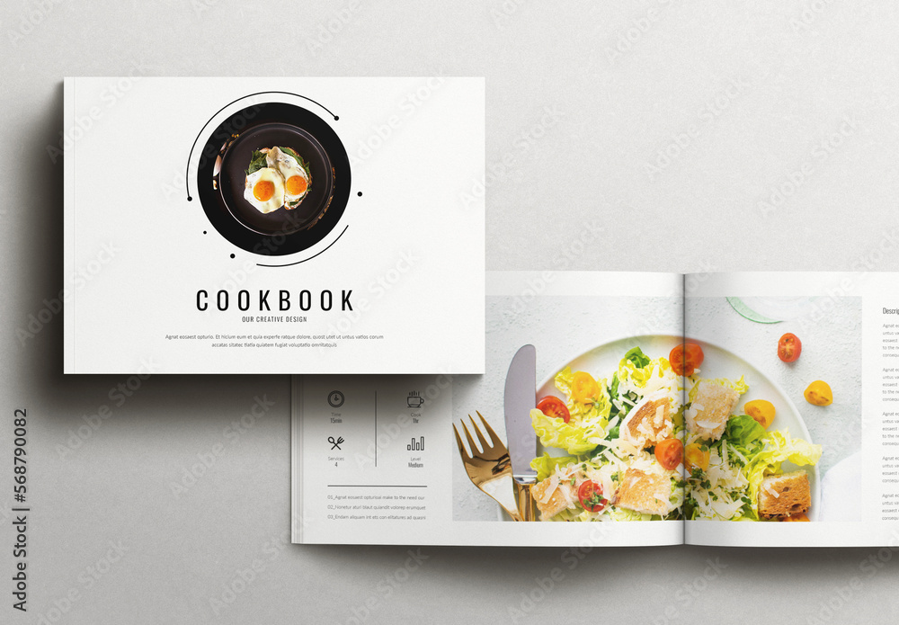 CookBook Brochure Template Landscape Stock Template | Adobe Stock