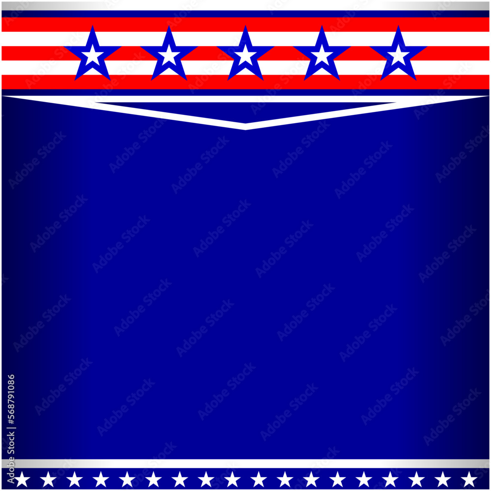 American flag symbols patriotic border frame on a blue background with ...