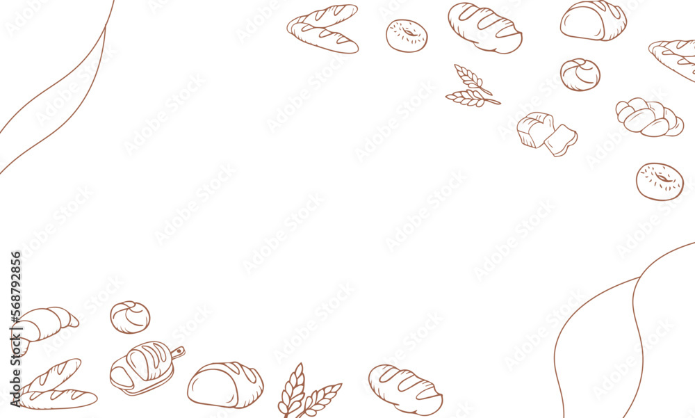 Bakery background. Top view of bakery products Stock Vector | Adobe Stock