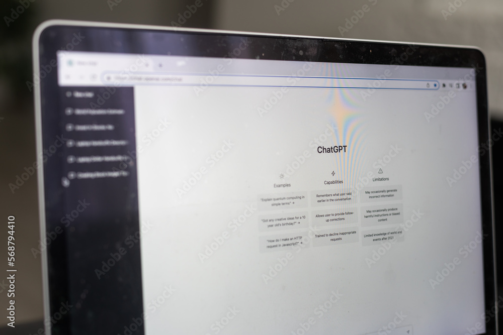 ChatGPT chat bot screen seen on smartphone and laptop display with Chat ...