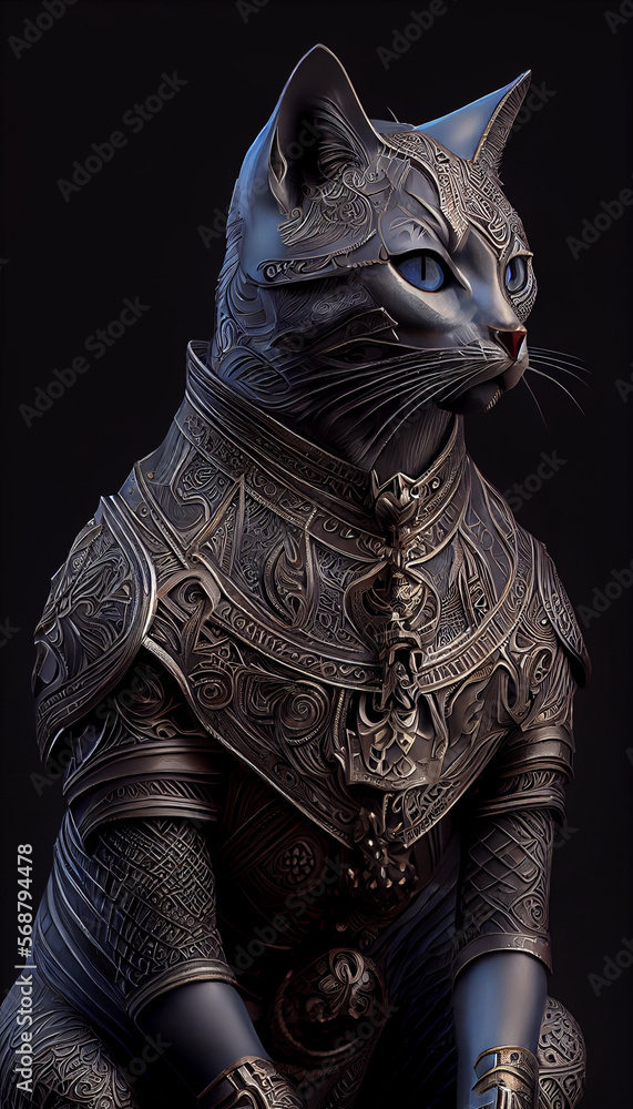 cat with medieval style armor generated by AI Stock Illustration ...