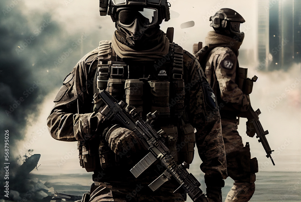 Special Forces Soldiers - Generative AI illustration Stock Illustration ...
