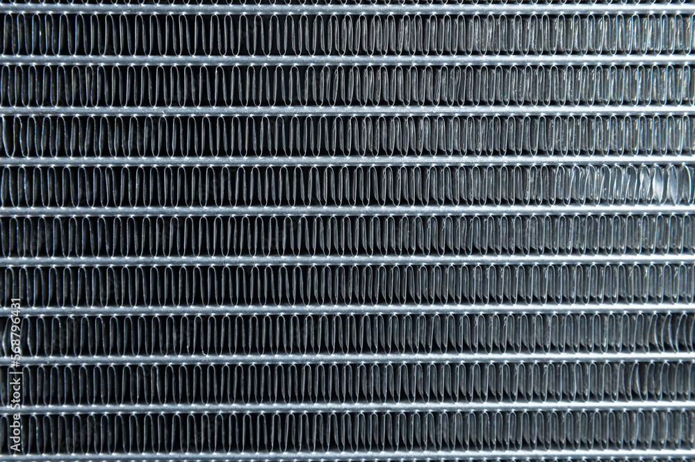 The texture of the car radiator. Engine cooler background. Vintage ...